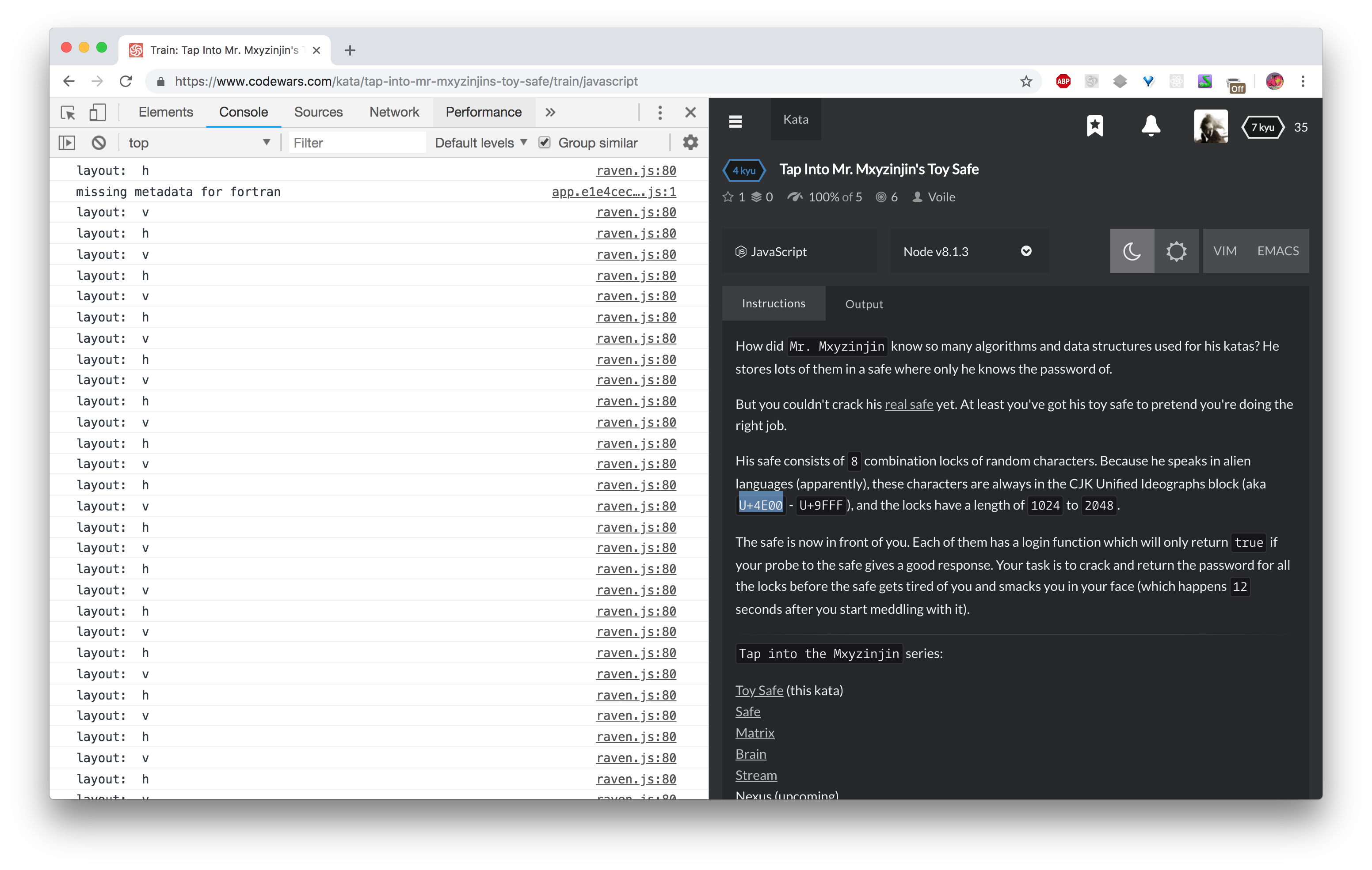 Constant logs coming from raven.js:80 · Issue #1601 · codewars/codewars.com · GitHub