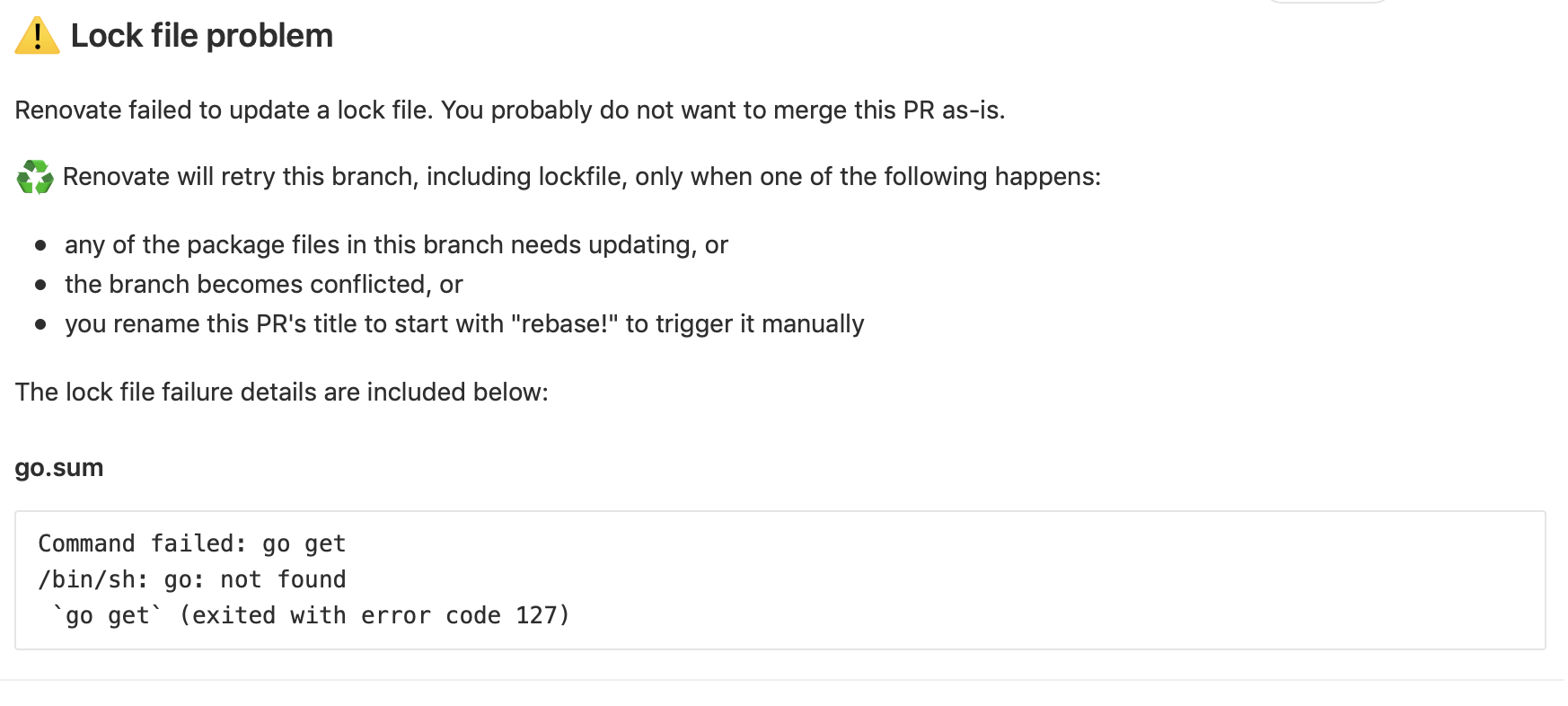Renovate Docker Image Is Missing Go Tool · Issue 2602 · Renovatebot 2367