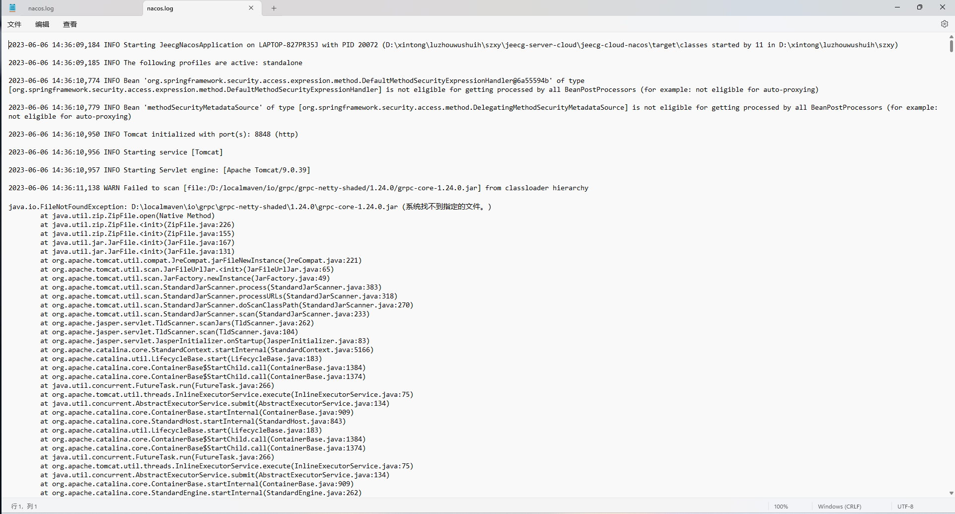 启动nacos报错 · Issue #10607 · alibaba/nacos · GitHub