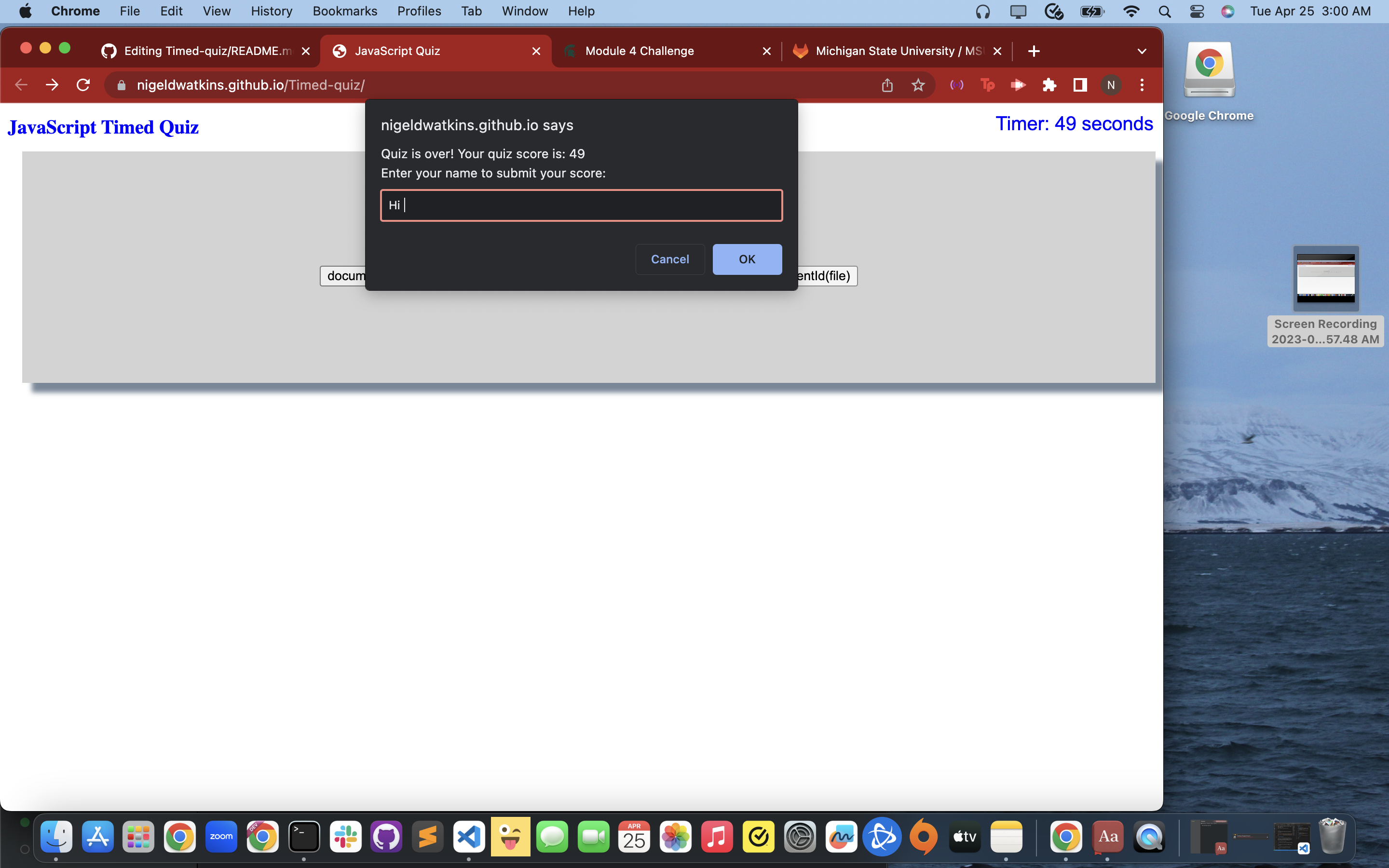 GitHub - nigeldwatkins/Timed-quiz