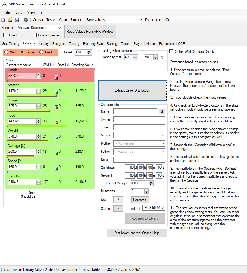 Aberration Doed is not working in the extractor · Issue #575 · cadon/ARKStatsExtractor · GitHub