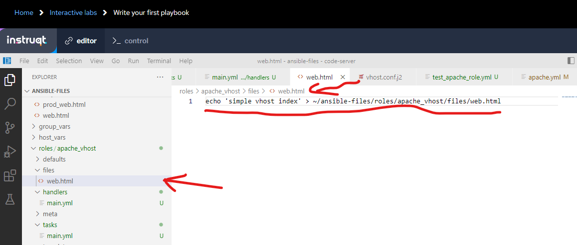 Issue with Writing First Playbook slug ID: roles · Issue #391 · ansible/instruqt · GitHub