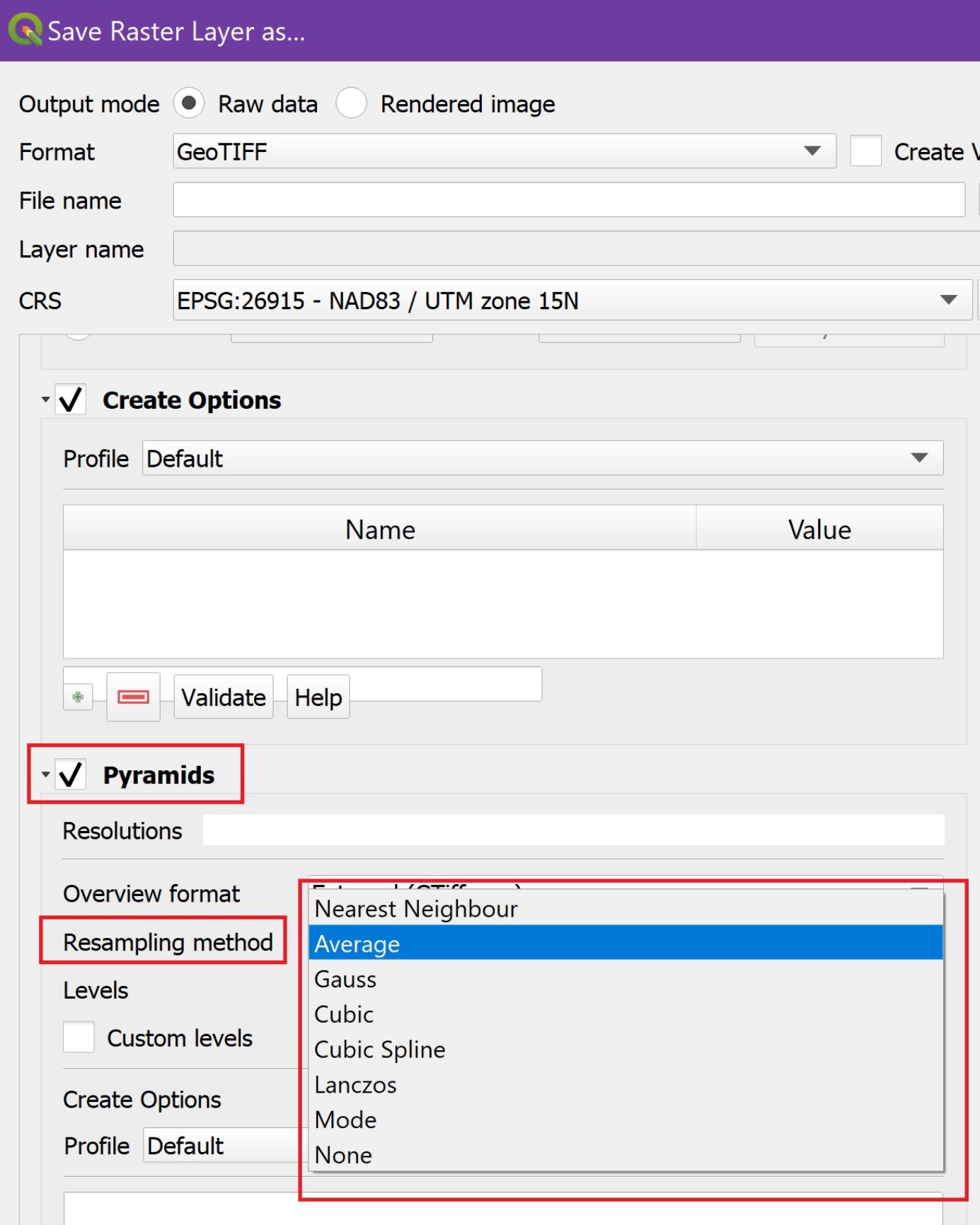 Export > Save As does not have a bilinear resampling option when building raster pyramids ...