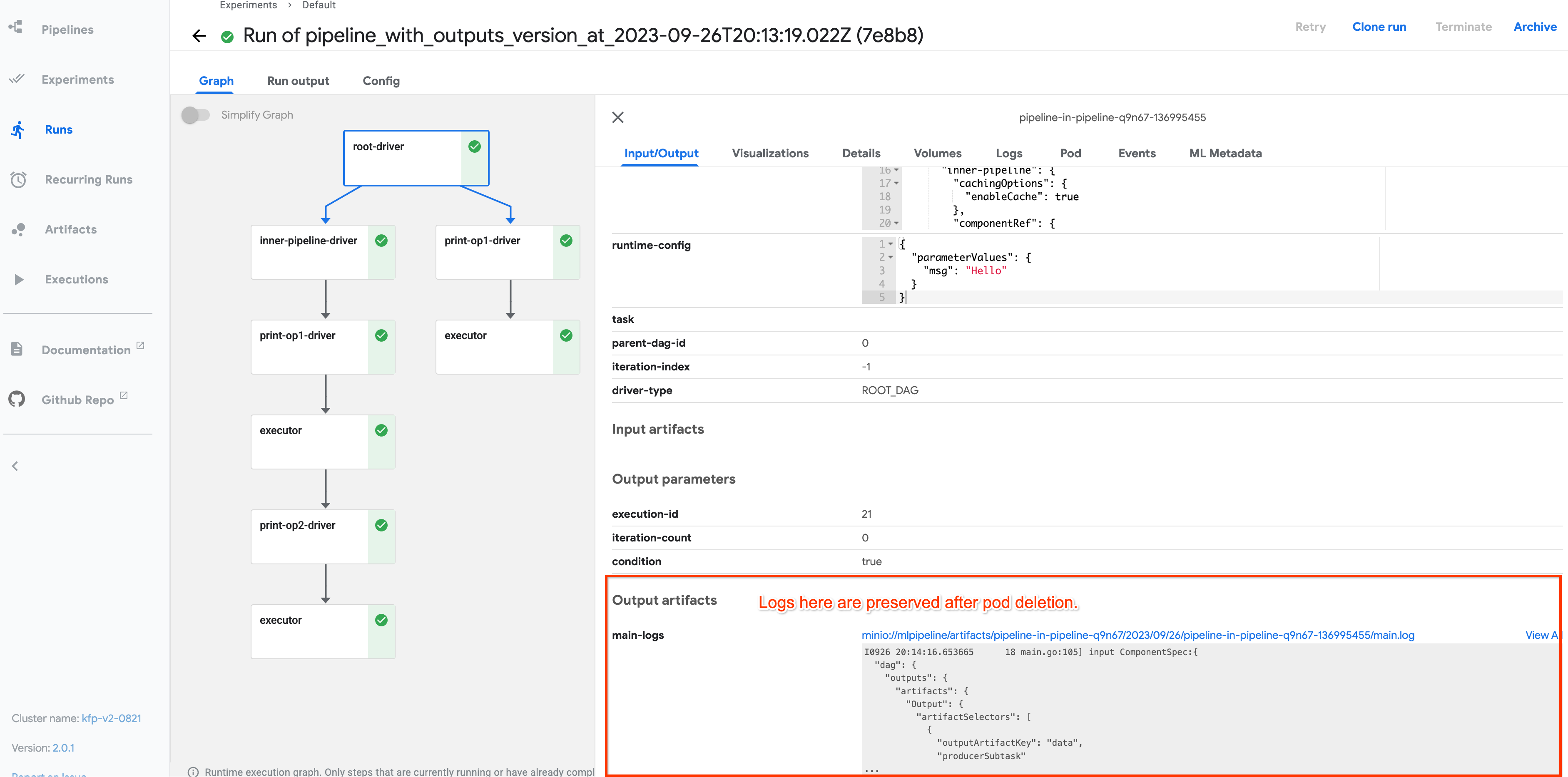 [feature] display main.log as artifact for each step · Issue #10036 · kubeflow/pipelines · GitHub