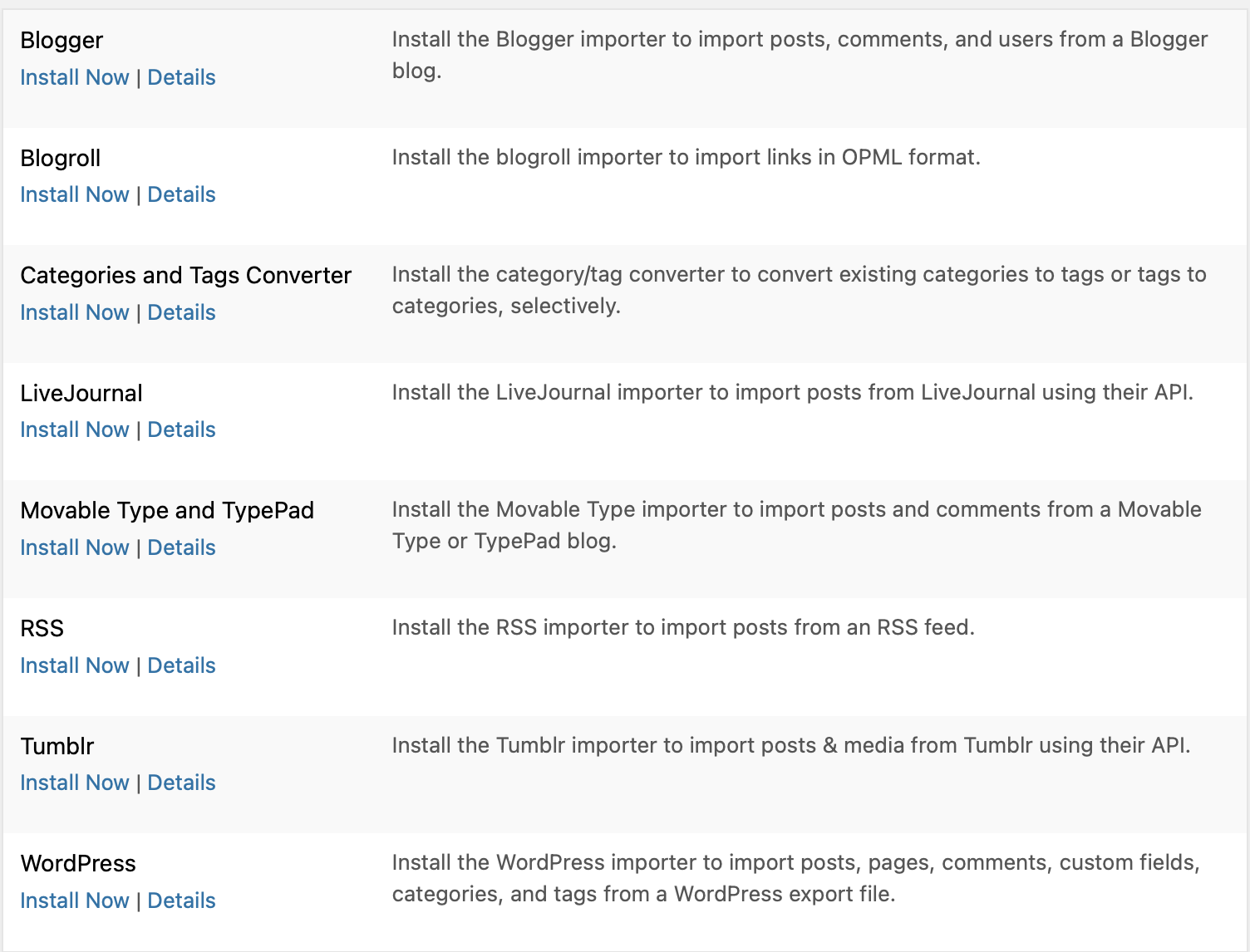 Update importer API by mattyrob · Pull Request #1173 · ClassicPress/ClassicPress · GitHub