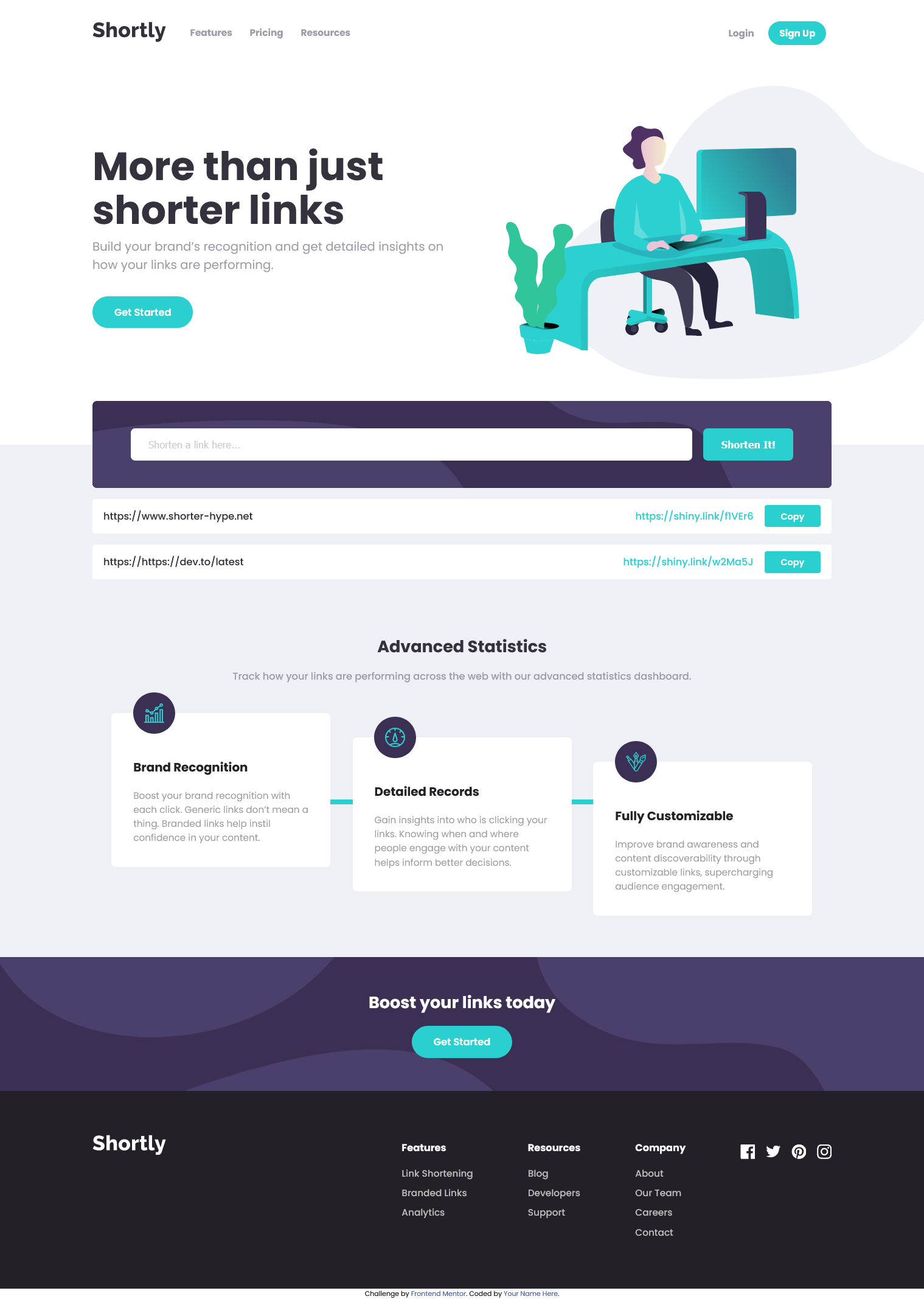 GitHub - Daniel4lm/url-shortening-app: Frontend Mentor - Shortly URL shortening API Challenge ...