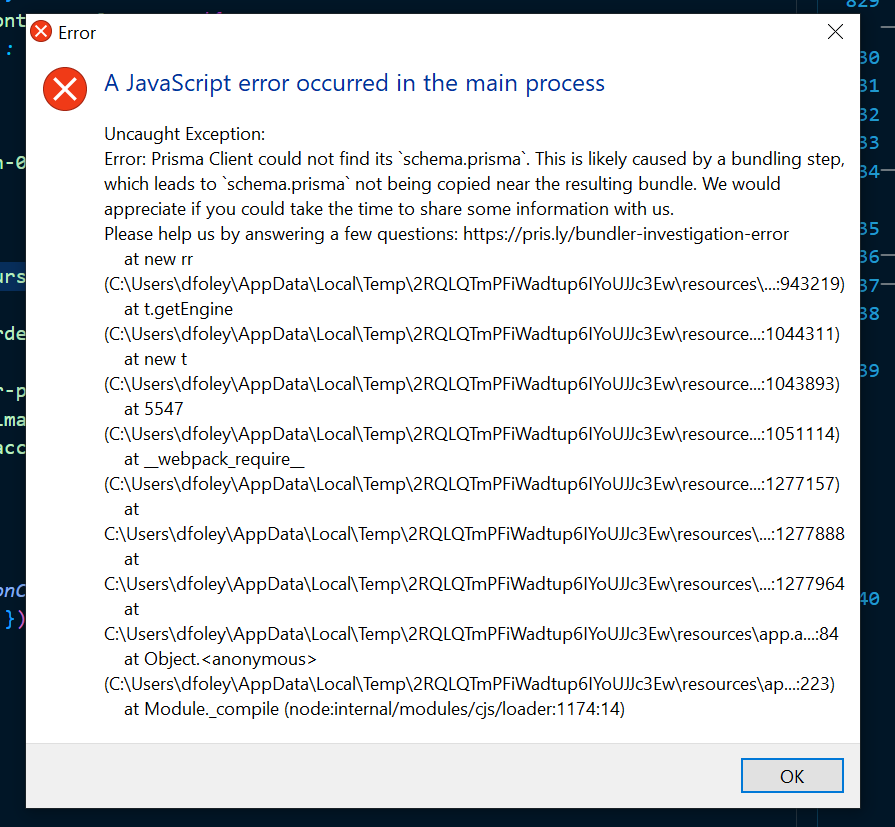 Upgrade From 412 To 415 Prisma Can No Longer Find Schemaprisma File When Launching Electron