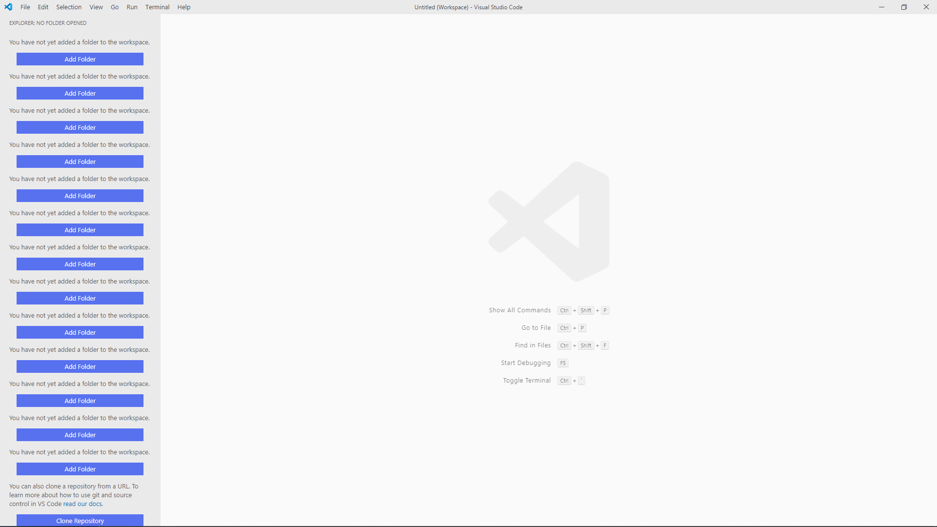 Multiple add folder button · Issue #92771 · microsoft/vscode · GitHub