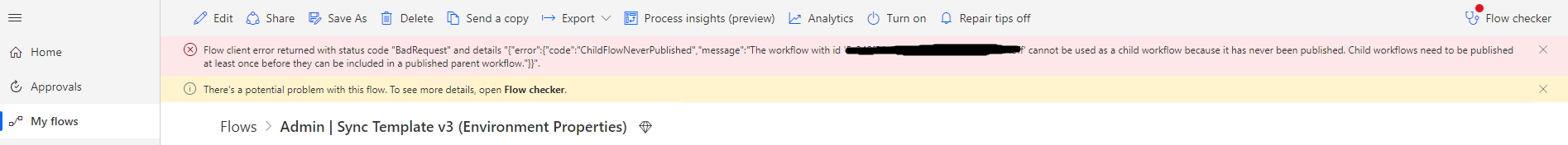 [CoE Starter Kit - QUESTION] Troubleshooting error messages when turning on COE flows · Issue ...