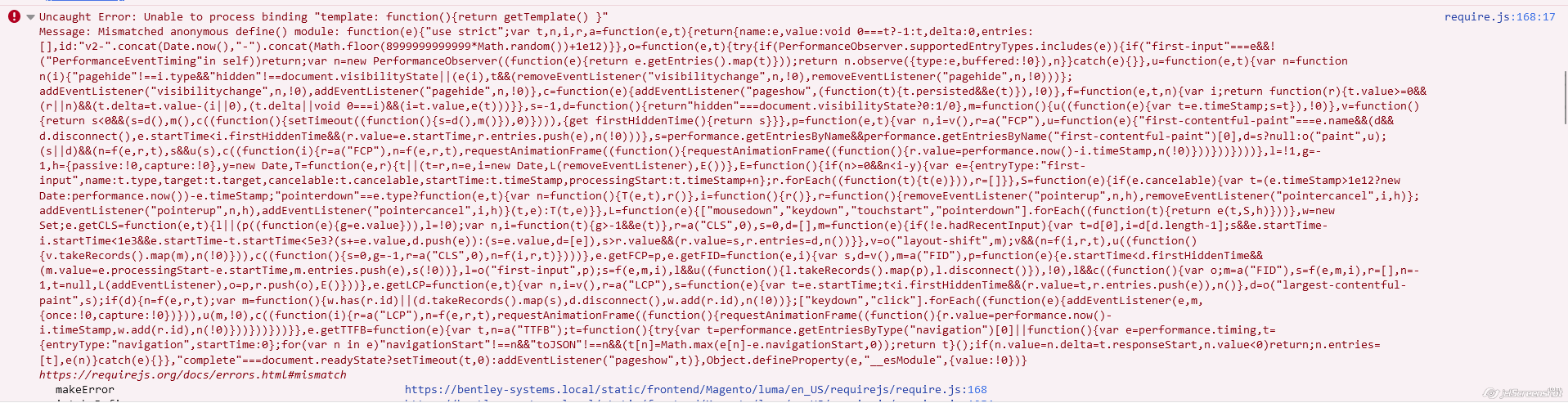 Unable to process binding "template: function (){return { name:'survey-content',afterRender ...