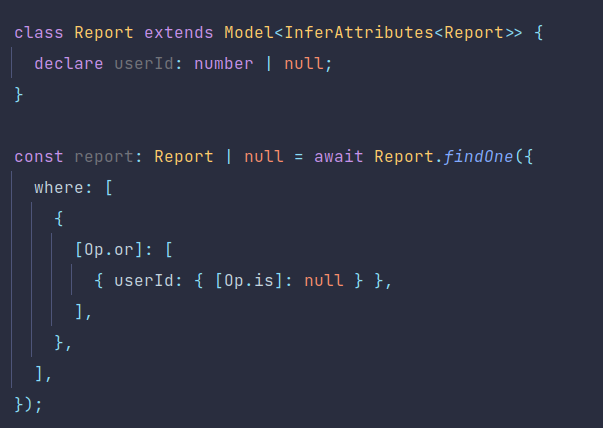Typescript Error When Using ` Opis Null ` · Issue 15429 · Sequelizesequelize · Github