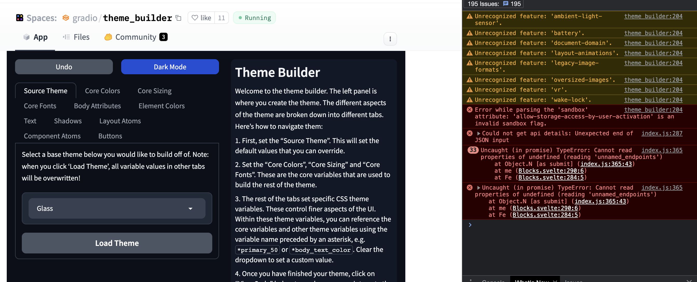 Theme Builder Stopped Working · Issue 4565 · Gradio App Gradio · Github