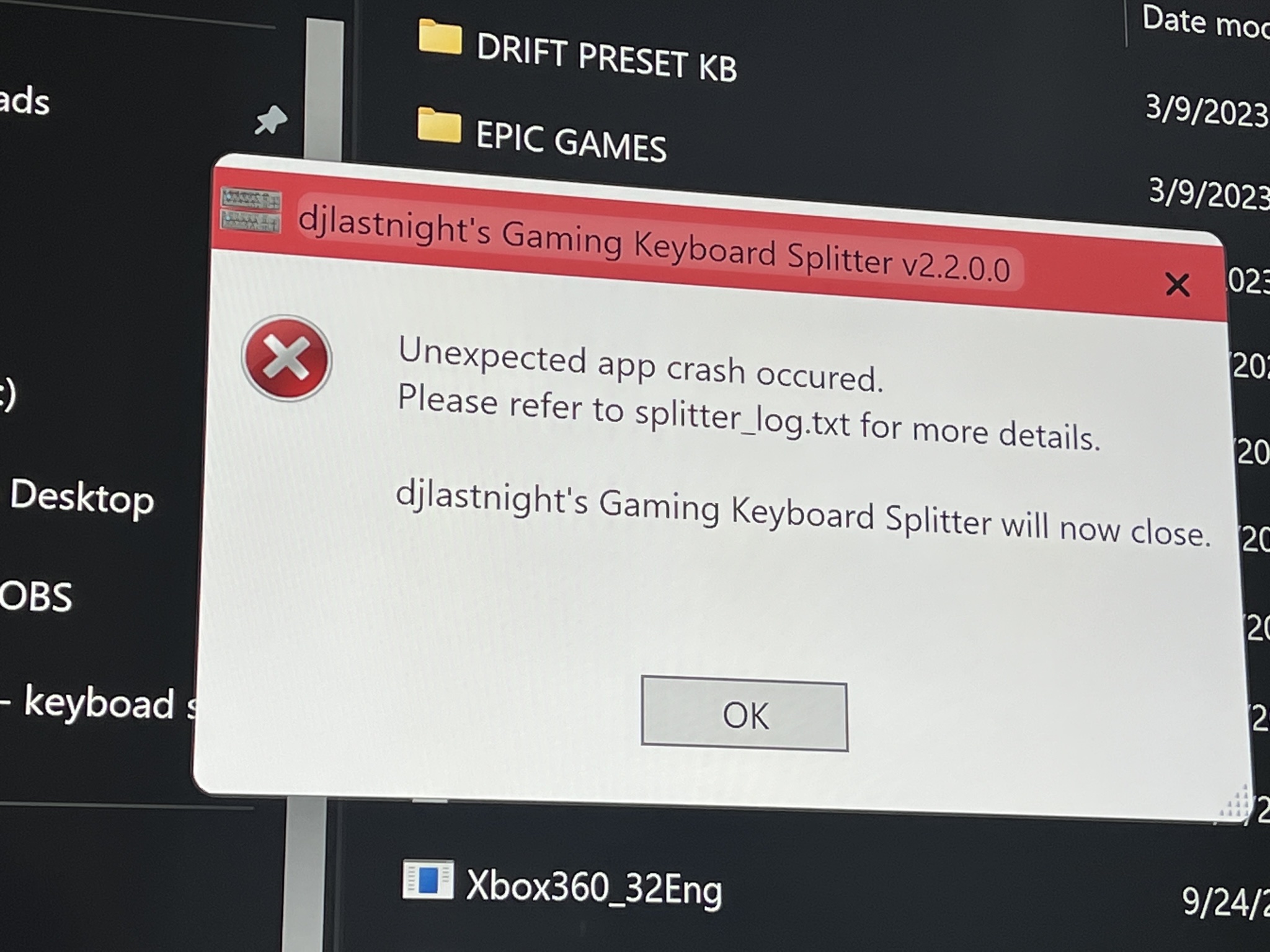 Unexpected App Crash · Issue #20 · djlastnight/KeyboardSplitterXbox · GitHub