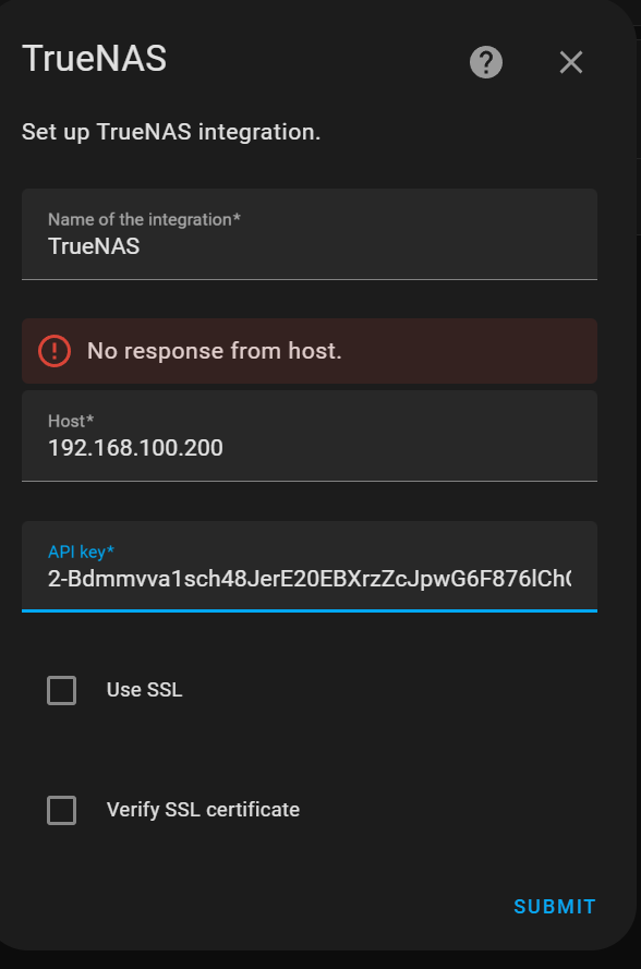 No response from host. · Issue #104 · tomaae/homeassistant-truenas · GitHub