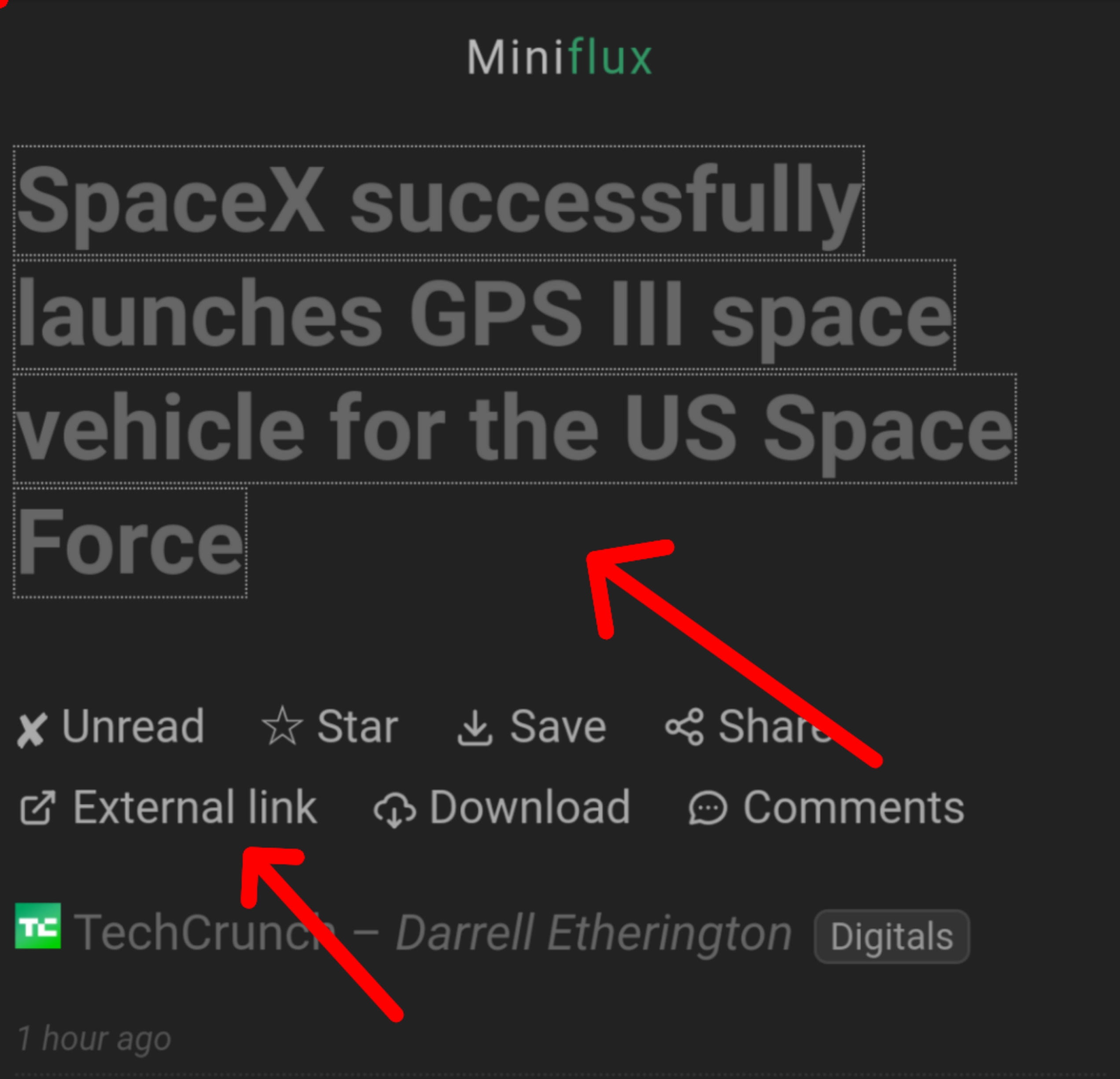 "External link" in article view is redundant · Issue #866 · miniflux/v2 · GitHub