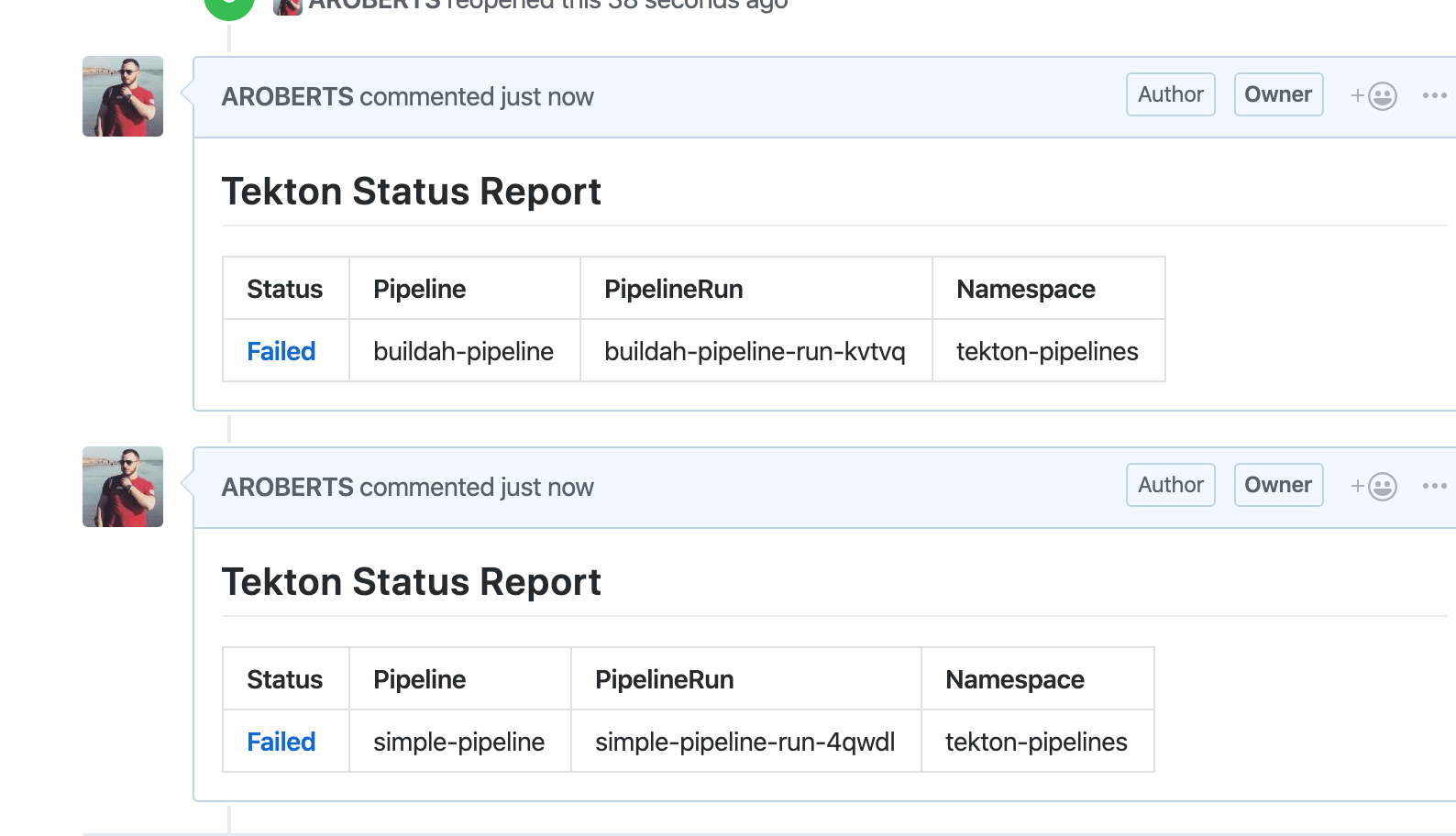 Duplicate Posting Of Last Pull Request Comment · Issue 397 · Tektoncd Experimental · Github