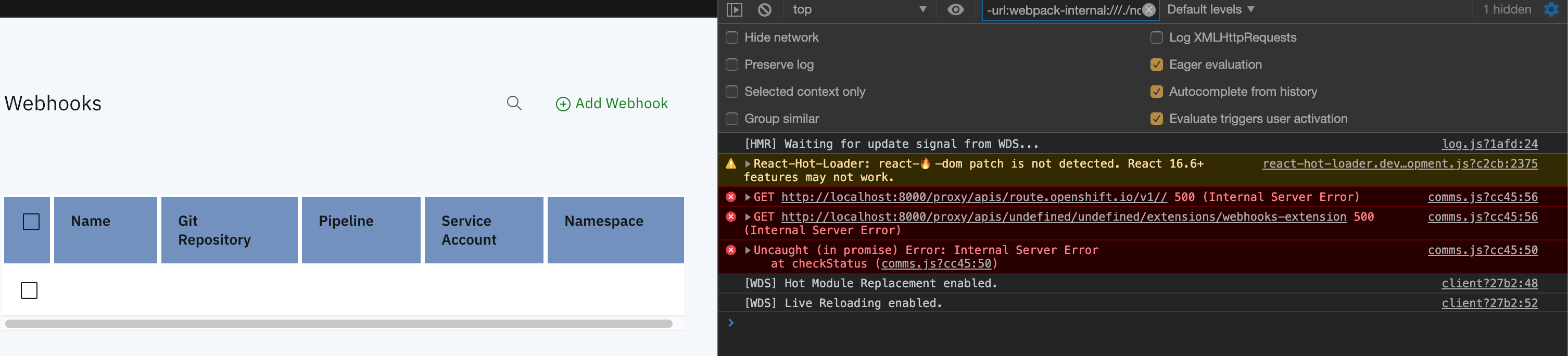 Webhook data renders as empty when bindings are deleted manually for a webhook, can't be deleted ...