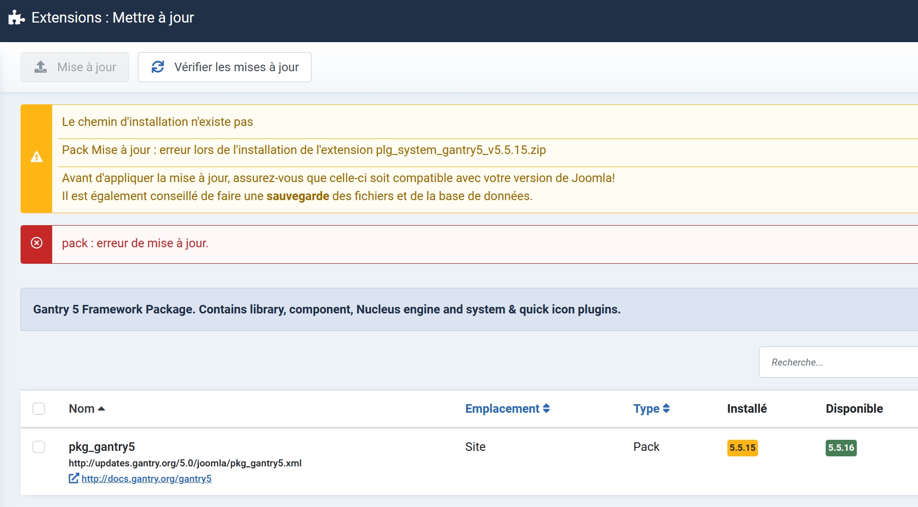 Error extension "plg_system_gantry5_v5.5.15.zip" during installation of "Gantry 5.5.16". · Issue ...