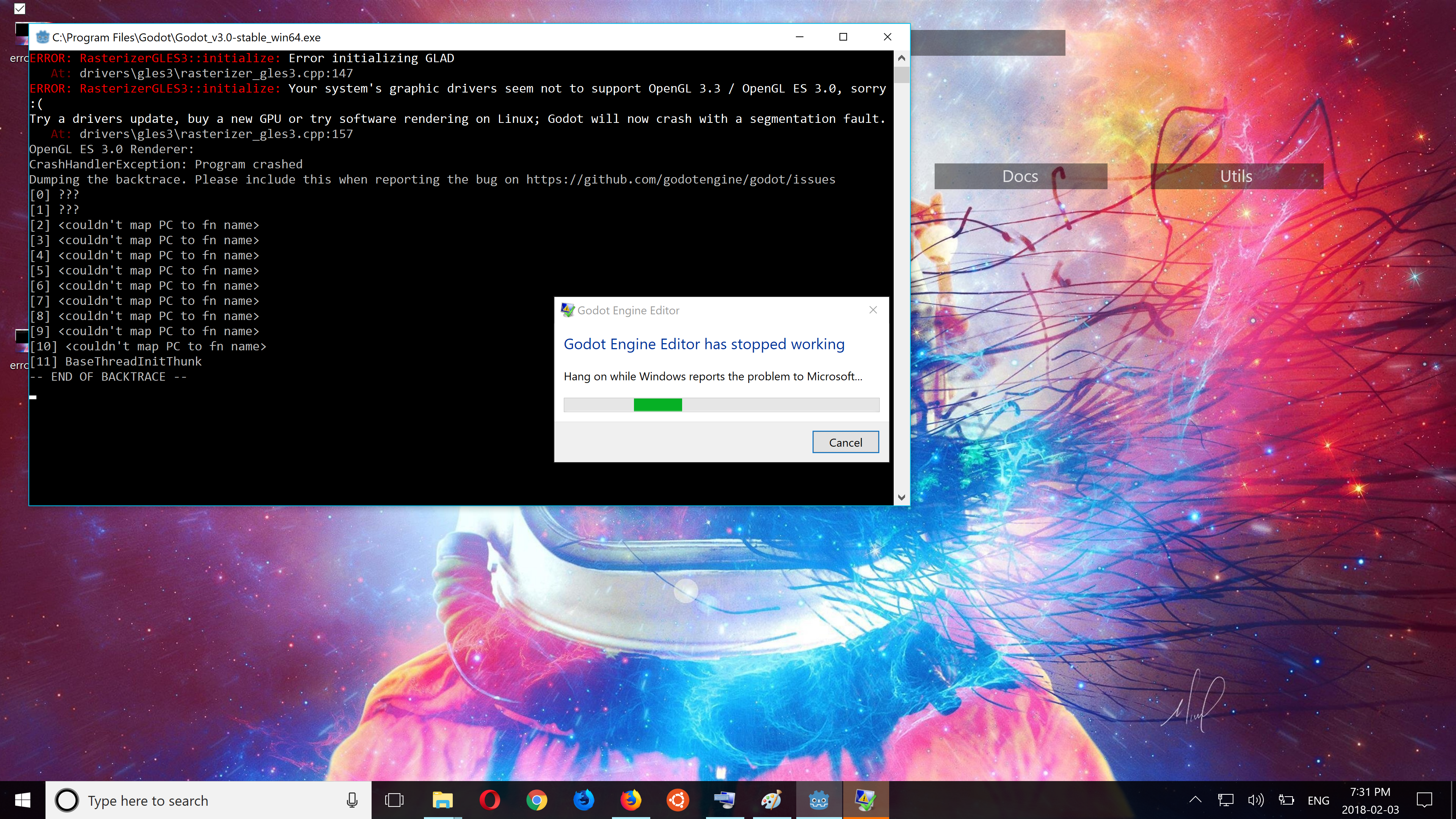 Intermittent "Insufficient OpenGL/GLES driver support error" causing ...