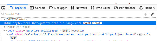 The scrollbar-gutter property in the default root.html.heex file conflicts with the rendering of ...