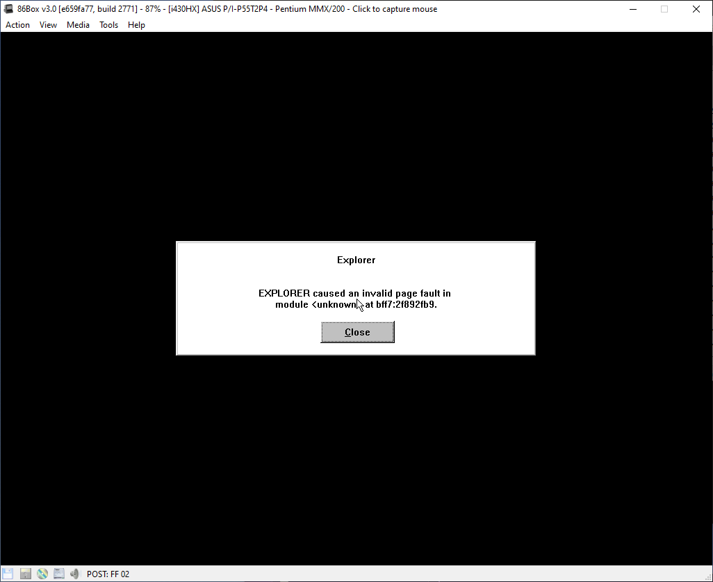Windows 9x breaks in 64-bit builds of 86box · Issue #1215 · 86Box/86Box · GitHub