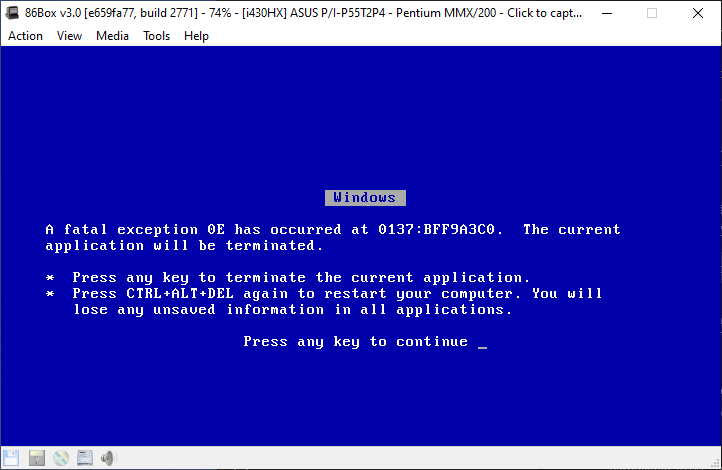 Windows 9x breaks in 64-bit builds of 86box · Issue #1215 · 86Box/86Box ...