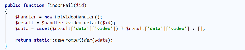 使用外部数据源，点击删除按钮时，提示Non-static method App\Models\HotVideo::findOrFail() should not be called ...