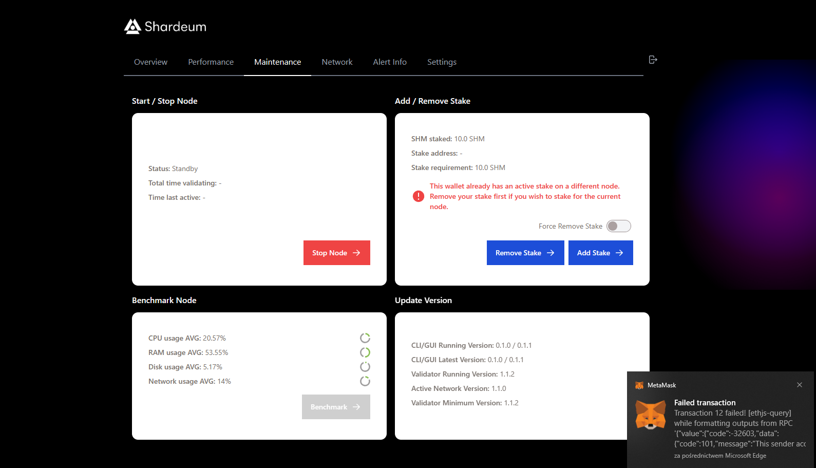 [Duplicate] Validator Cannot Unstake Error ``` This wallet already has an active stake on a ...
