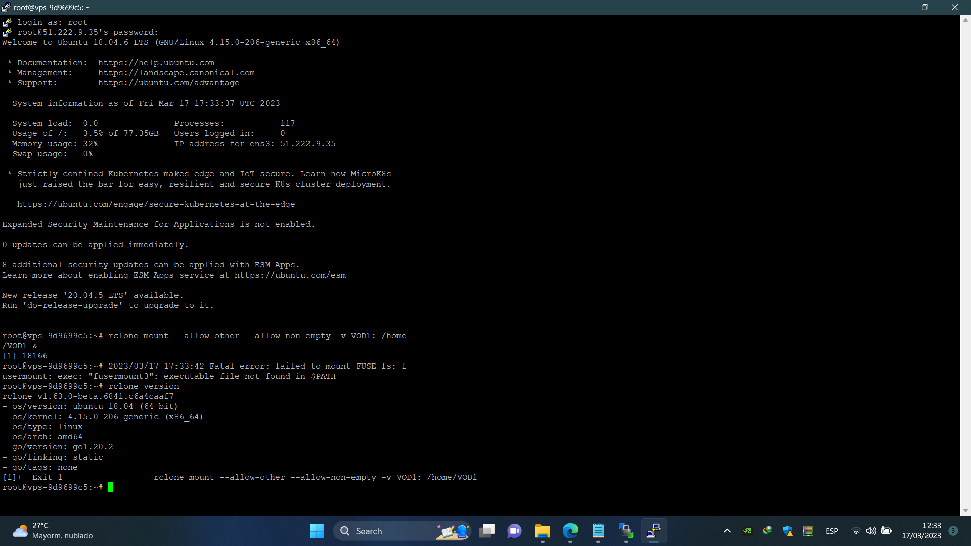 VolumeDriver.Mount: failed to mount FUSE fs: fusermount: exec: "fusermount3": executable file ...