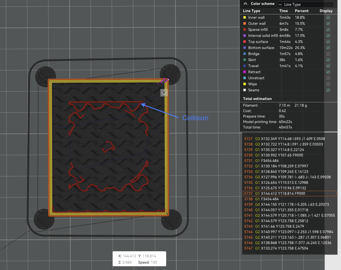 Occasional collision on travel with gyroid infill · Issue #1417 · SoftFever/OrcaSlicer · GitHub
