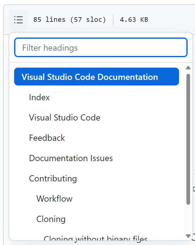 Question: ReadMe Table of Contents · Issue #5659 · microsoft/vscode-docs · GitHub