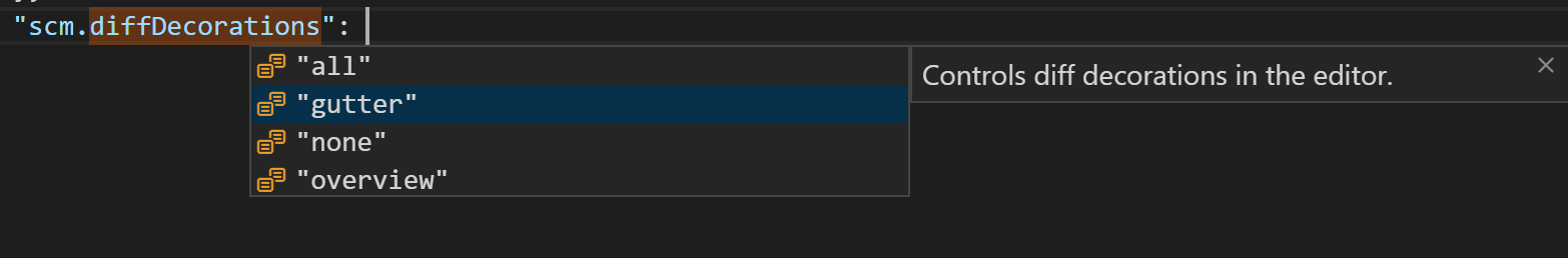 scm.diffDecorations missing enum descriptions · Issue #86206 · microsoft/vscode · GitHub