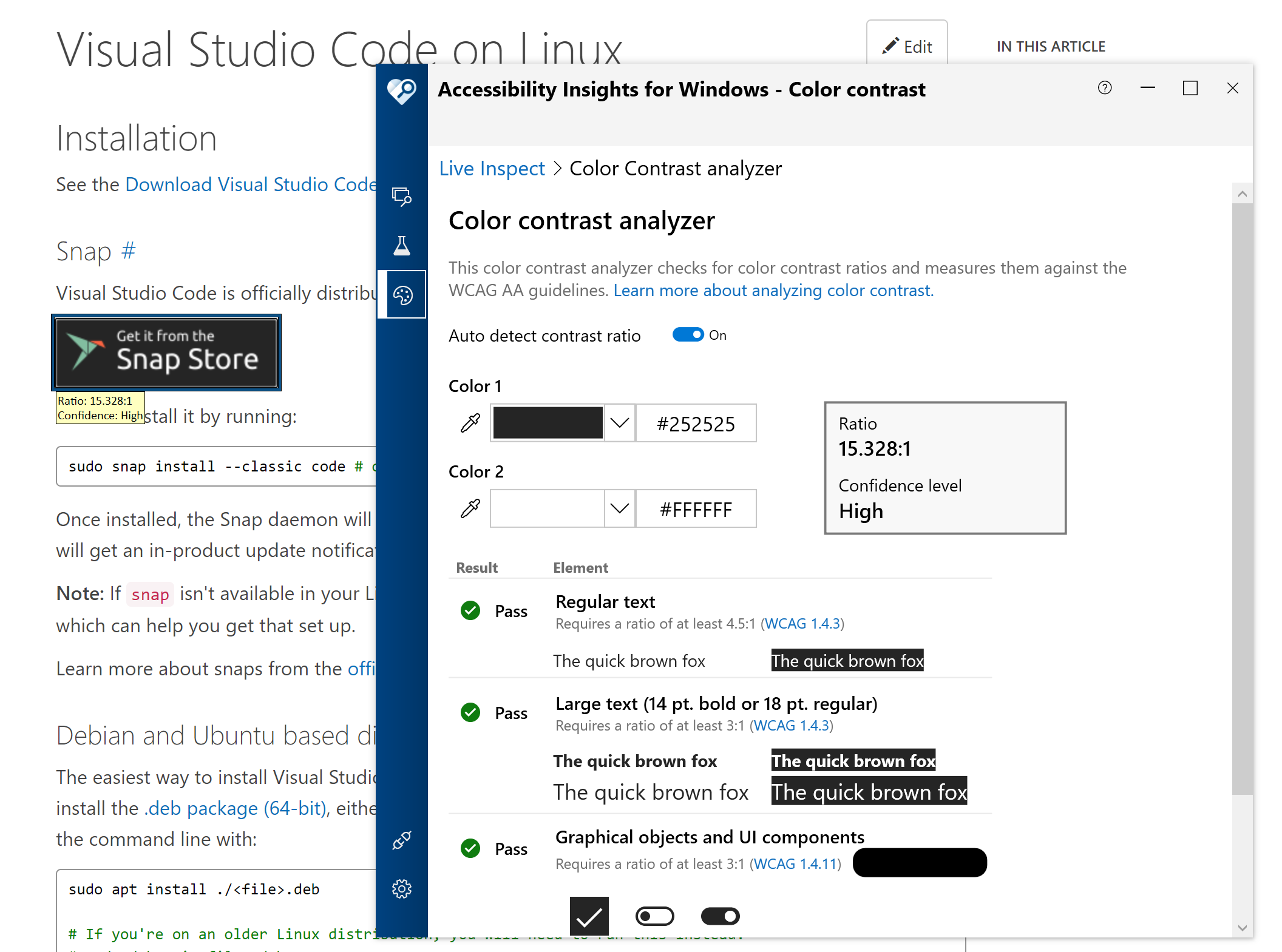 A11y_code.visualstudio.com_VisualStudioCode_Linux_ColorContrast: Color Contrast ratio is less ...