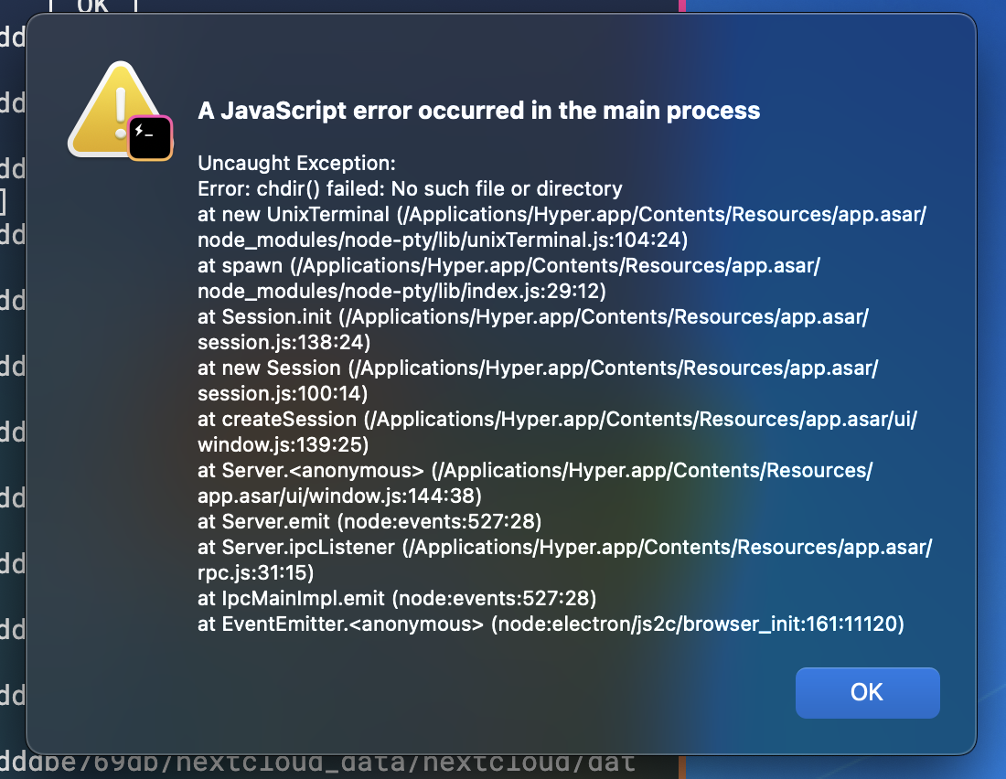 Javascript Error Chdir When Opening New Terminal Window With Cmdt · Issue 6963 · Vercel