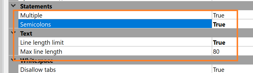 Lint 'semicolons' and 'line length' options change together · Issue #3752 · microsoft/RTVS · GitHub
