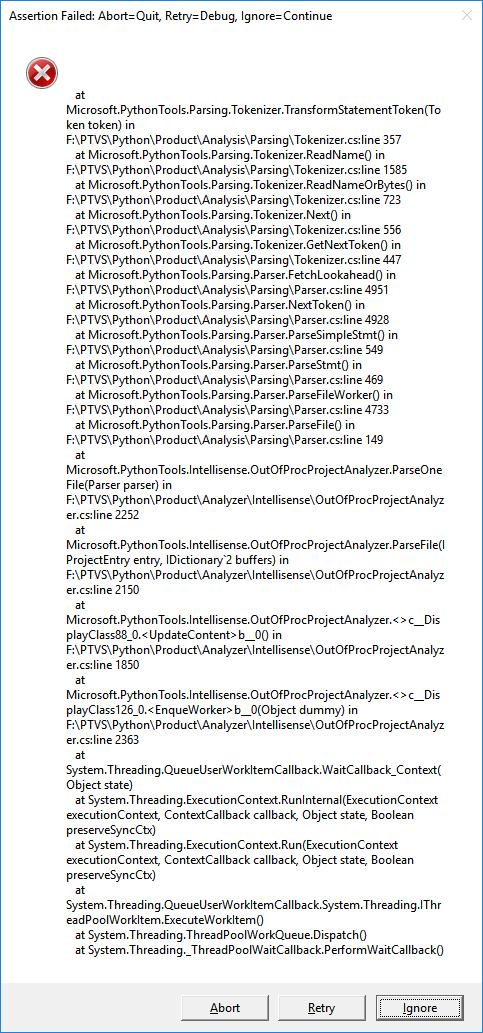 AF in tokenizer pasting large text · Issue #3338 · microsoft/PTVS · GitHub