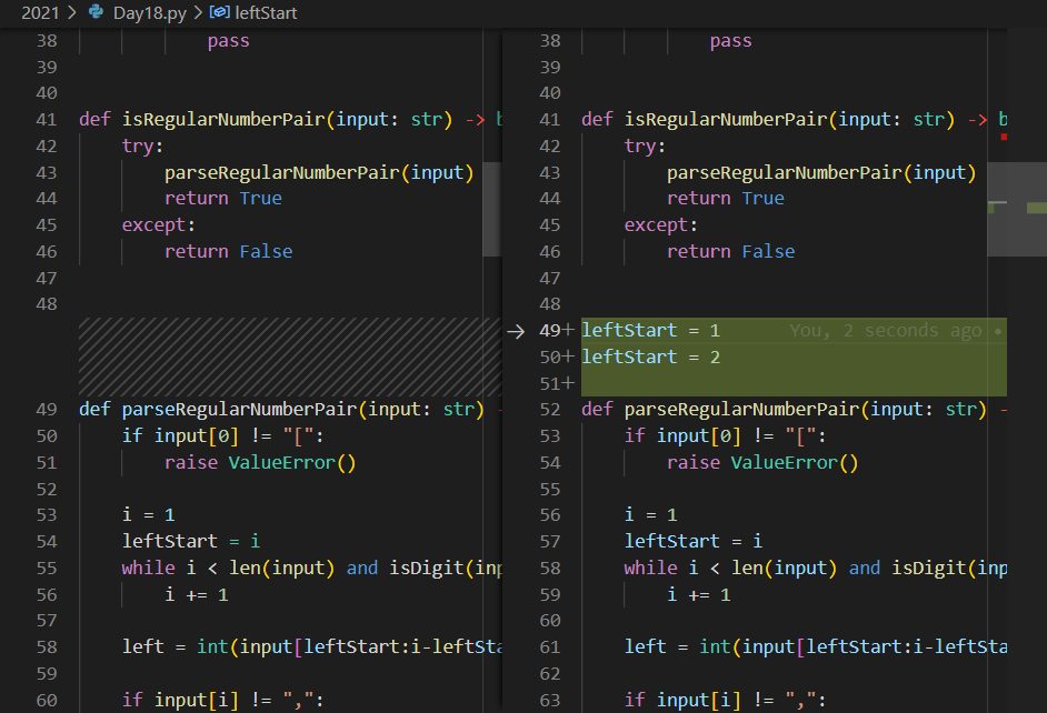 Problem With Highlight Code In Diff Comparison Mode For Python · Issue 3808 · Microsoft Pylance
