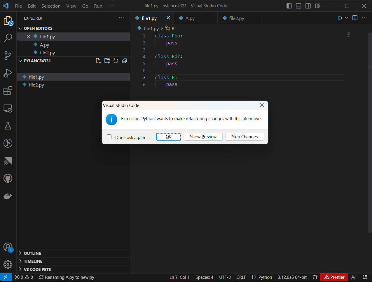 After Extracting Class To A New File Pylance Does Not Recognizes It · Issue 4331 · Microsoft