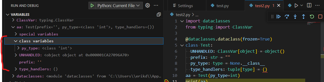 Incorrect member variable display · Issue #1318 · microsoft/debugpy · GitHub