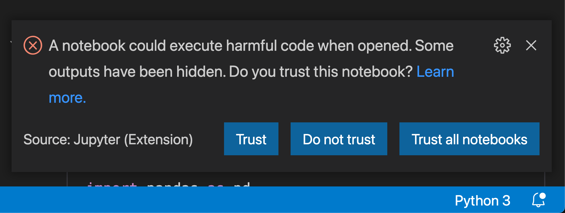 Improve notification UX for trusting notebooks · Issue #4088 ...