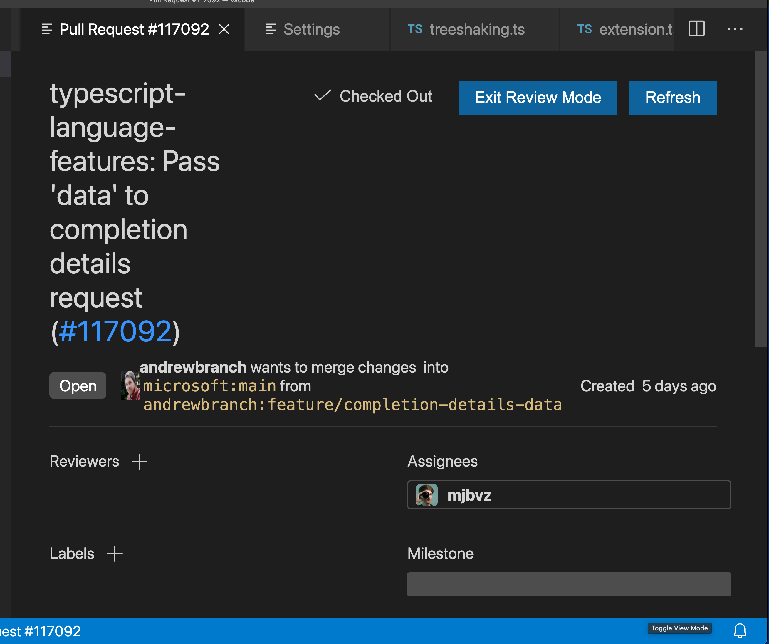 Cramped PR title in pull request review mode · Issue #2528 · microsoft ...