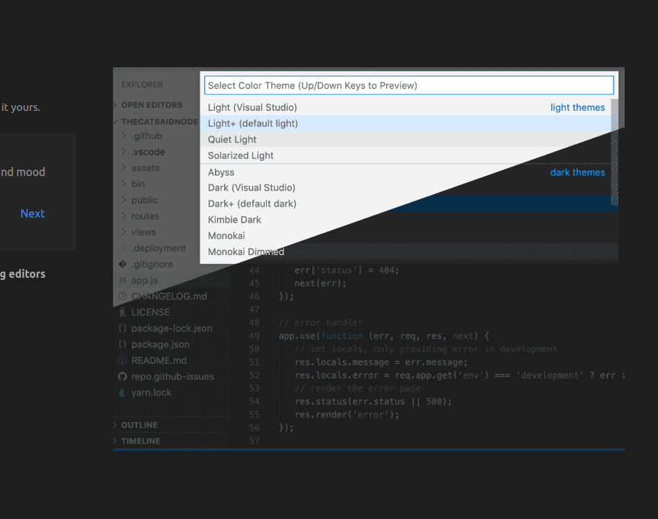Getting started theme selection image looks broken to me · Issue #119692 · microsoft/vscode · GitHub