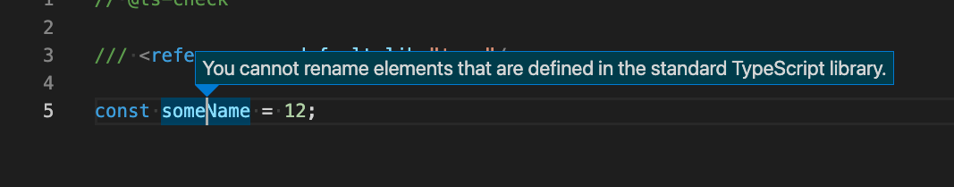 no-default-lib causes 'You cannot rename elements that are defined in ...