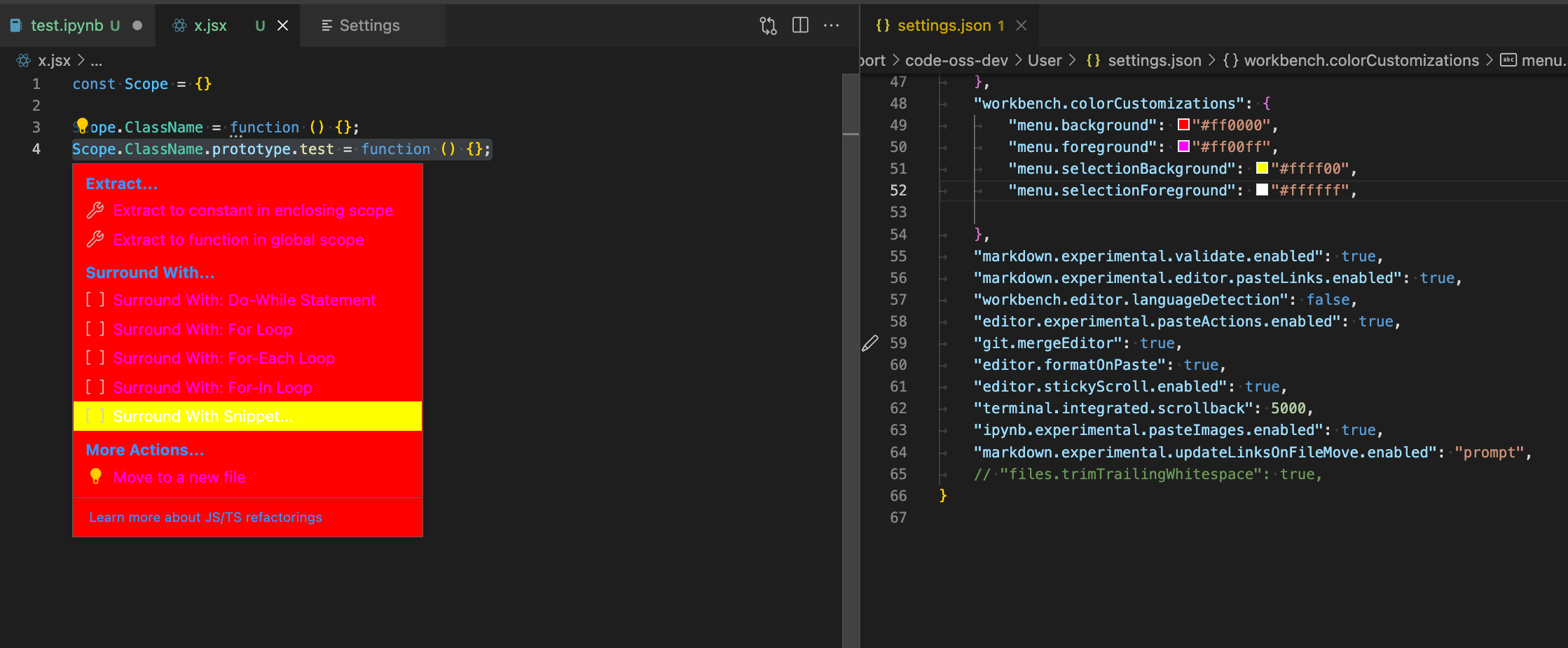 Not enough menu coloring customization options. · Issue #157776 ...