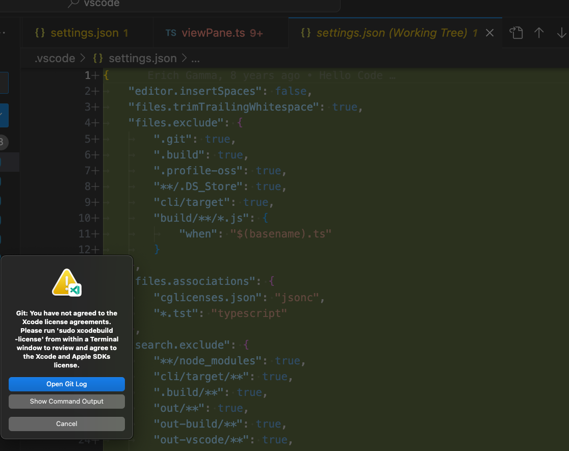Entire file showing as changed before accepting xcode license · Issue #193480 · microsoft/vscode ...