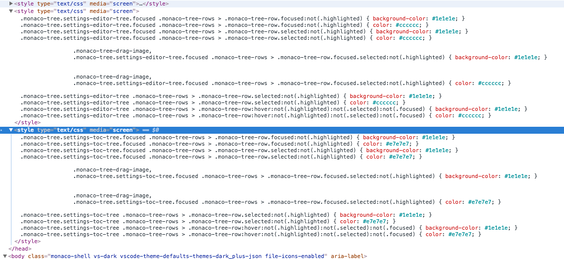 Settings editor leaks style elements · Issue #55767 · microsoft/vscode ...