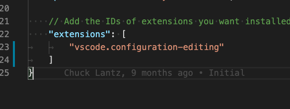 Add to dev container json action inserts using tabs instead of spaces ...