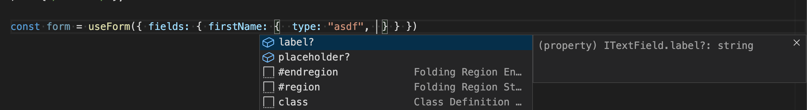 Suggestions missing on optional object properties after required properties are written. · Issue ...