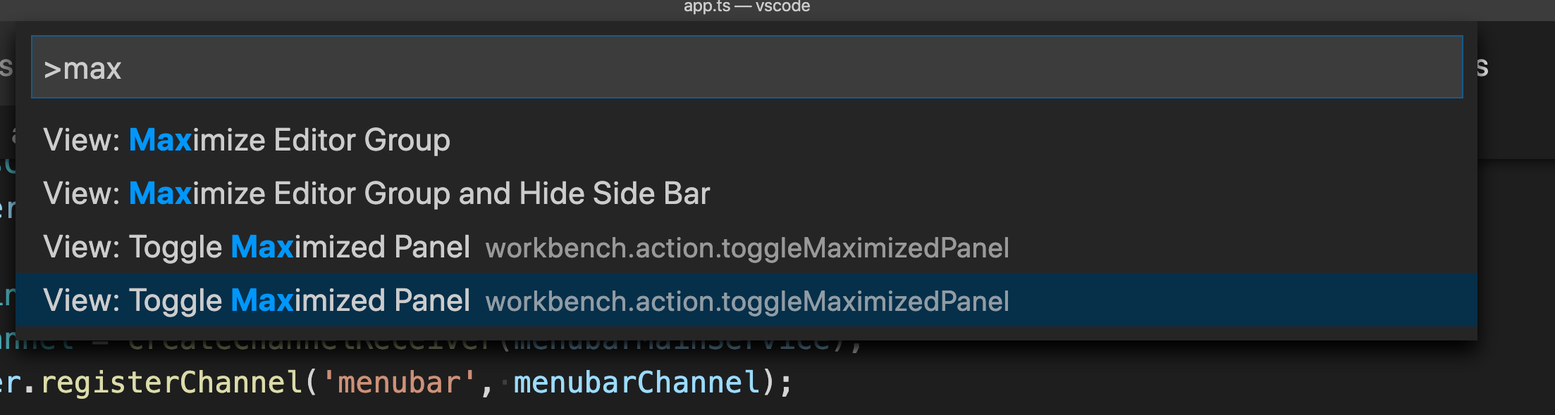 Toggle maximize panel shows in command palette twice · Issue #98751 ...