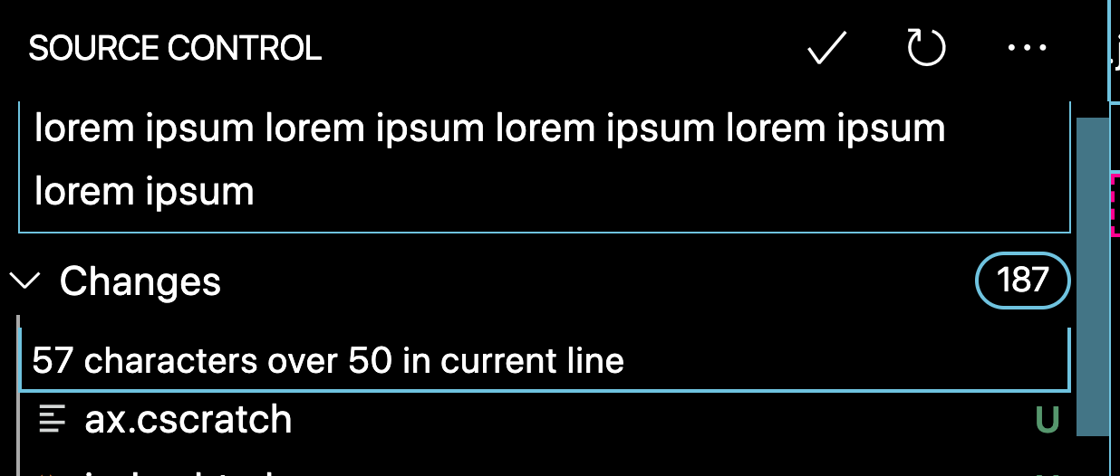 SCM input box line length warning can get detached on scroll · Issue ...